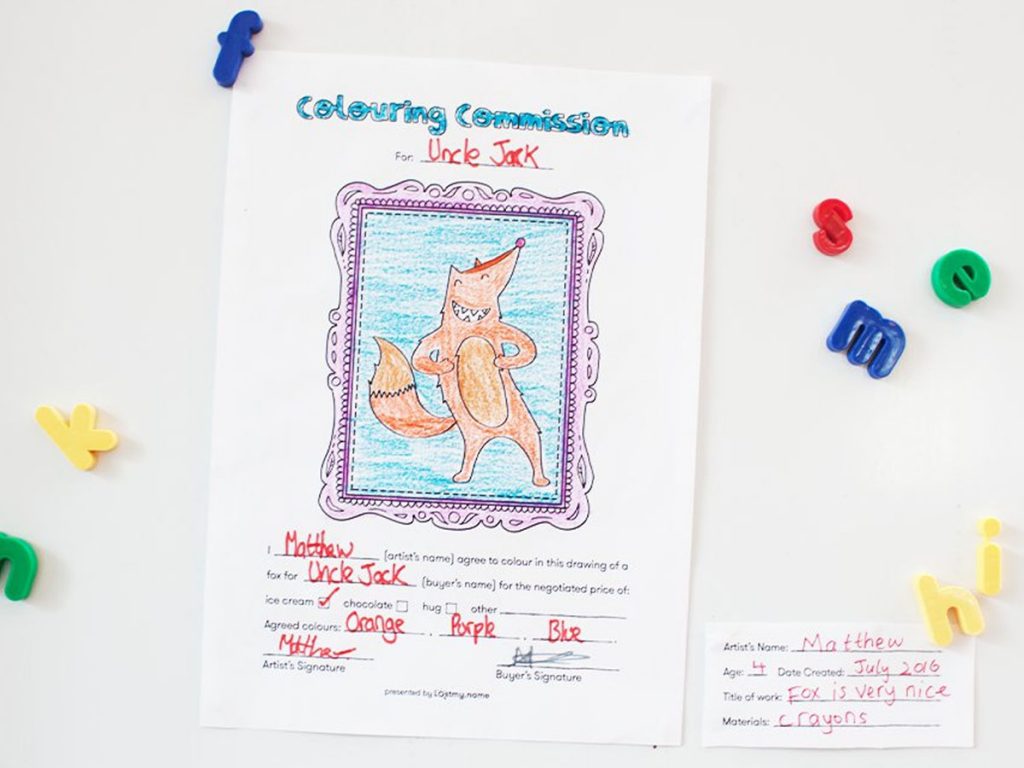 Colouring Commission drawing activity | Wonderbly Blog
